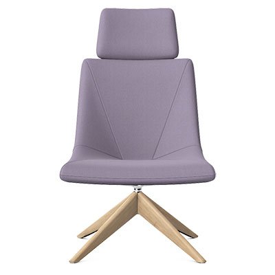 Remi Extra Large Lounge Chair with Headrest and Pyramidal Wooden Base